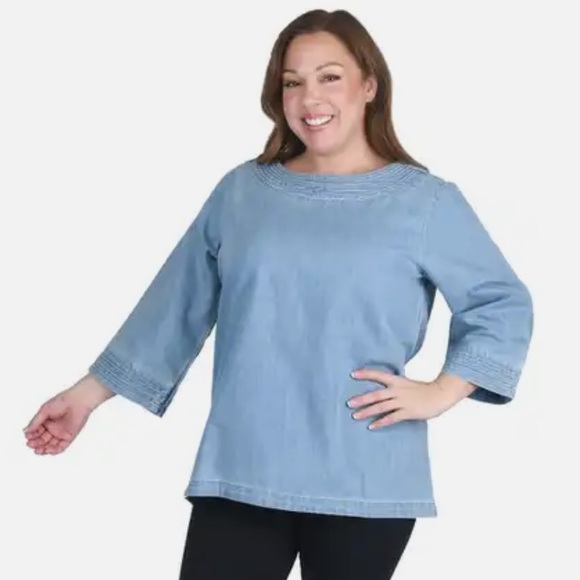 Martha Stewart | Tops | Martha Stewart Denim Shirt Womens M Medium ...